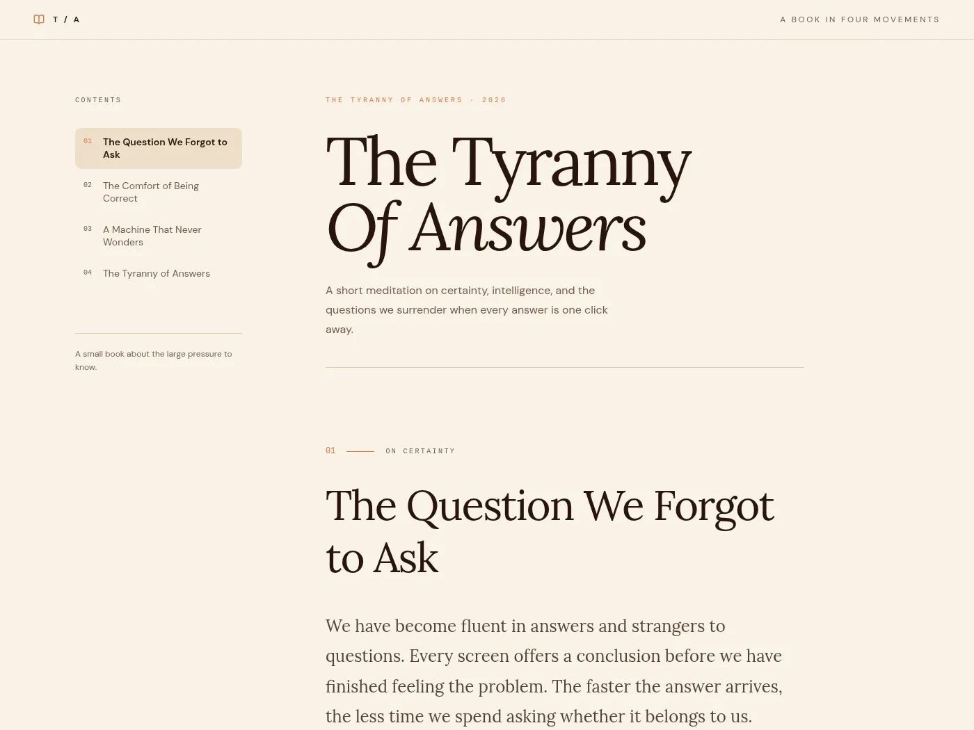 Tyranny of Answers Book