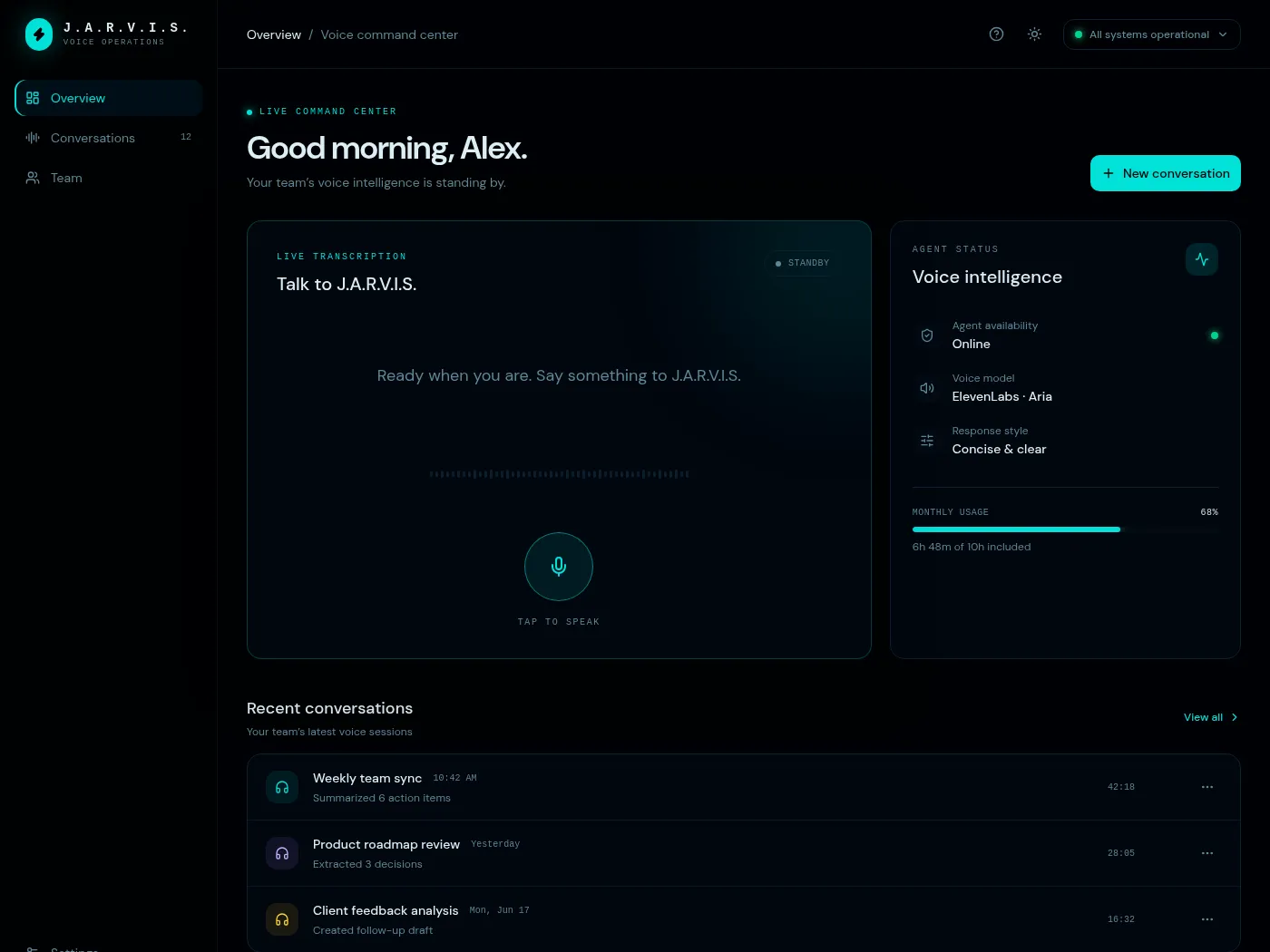 JARVIS Voice Dashboard