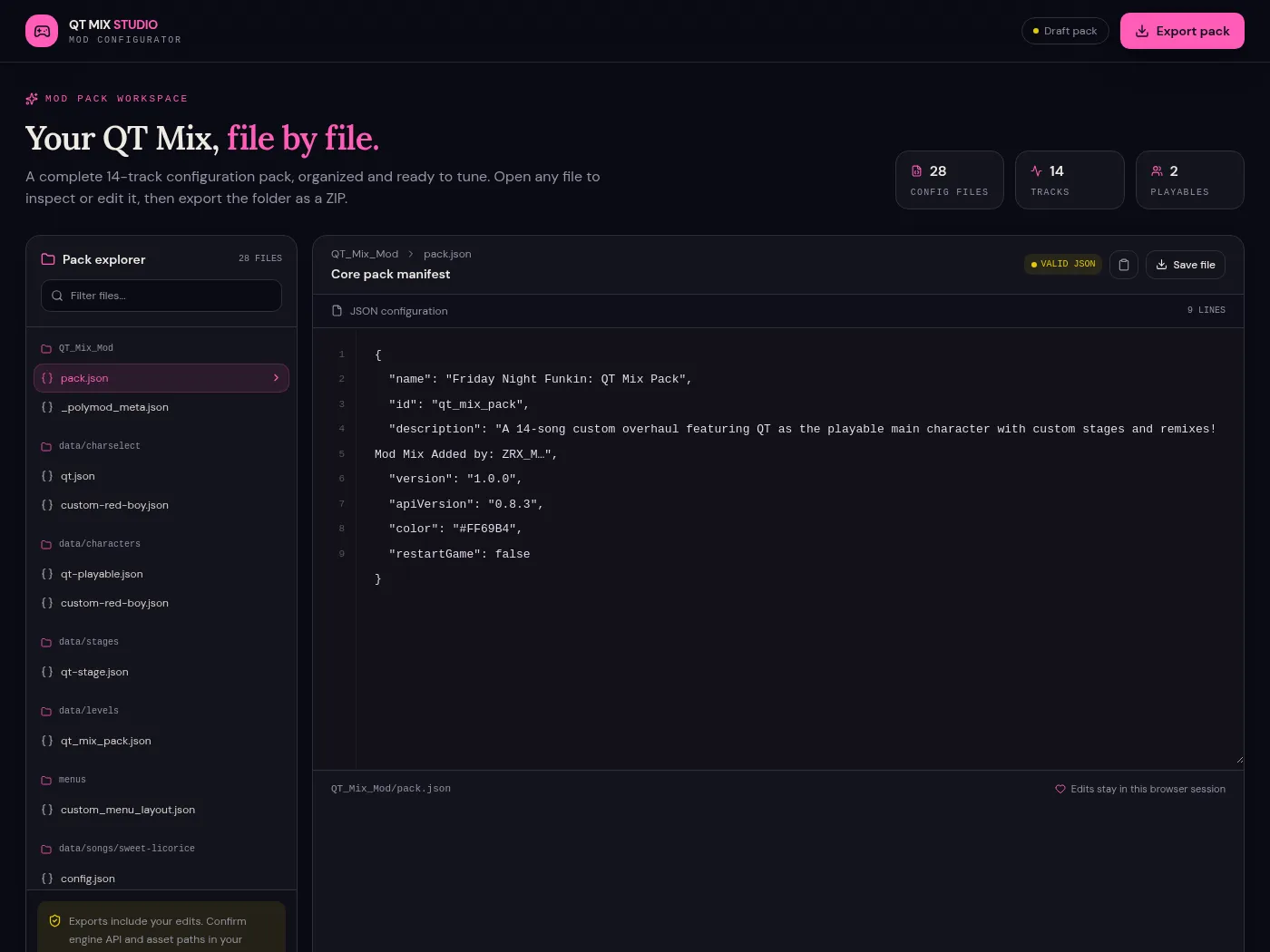 QT Mix Mod Configurator