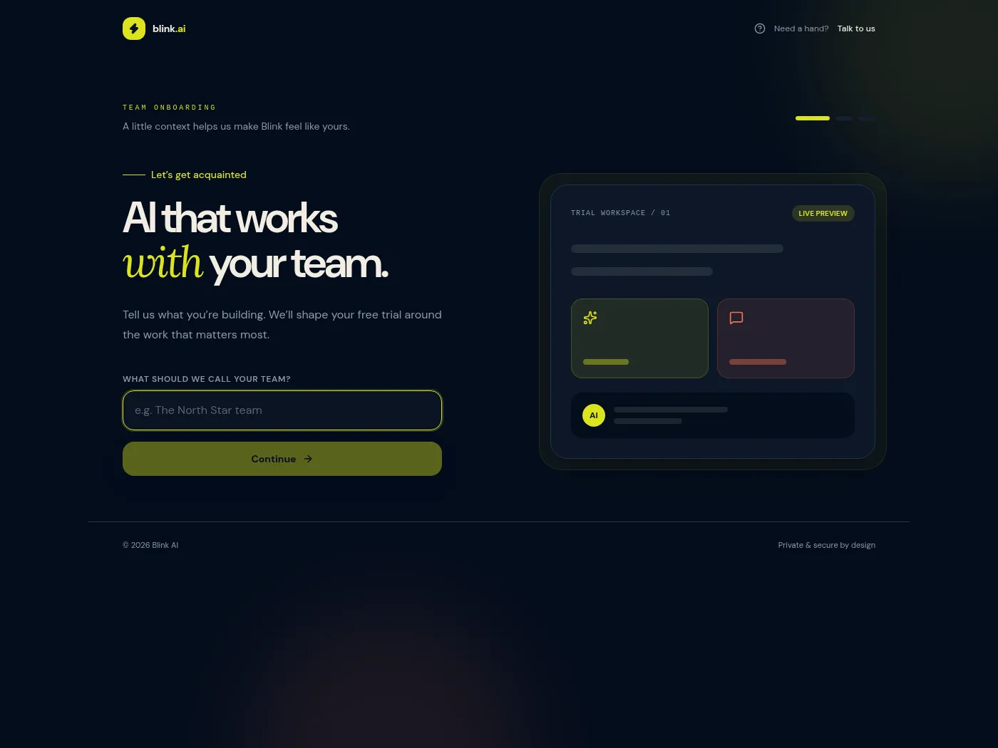 Blink AI Trial Onboarding