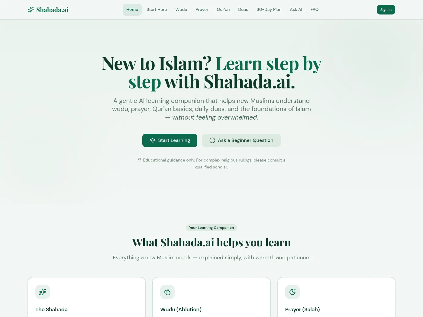 Shahada.ai Learning Platform