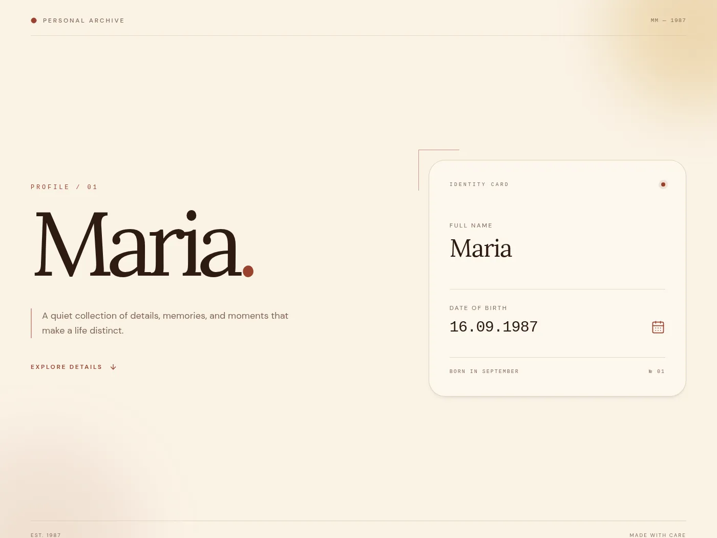 Maria Profile Page