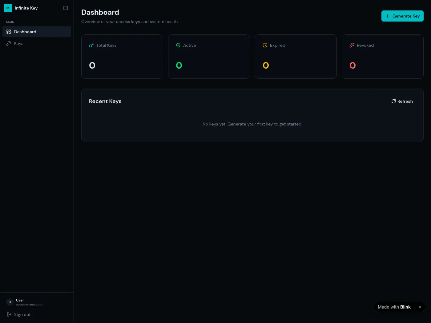 Infinite Key Admin Panel