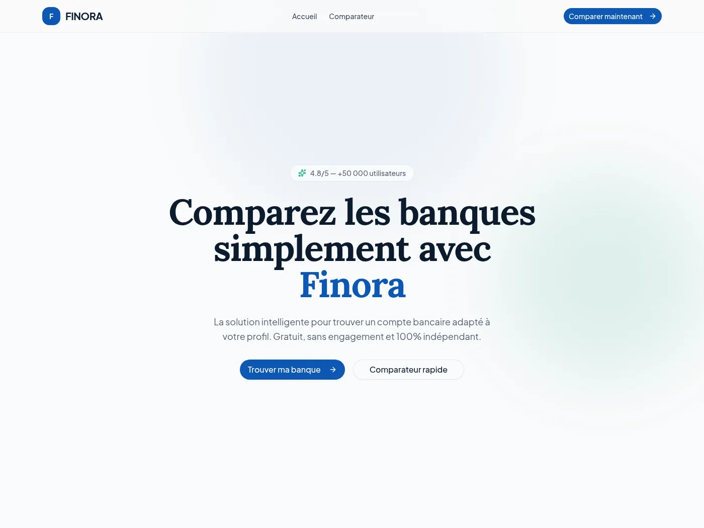 FINORA Smart Bank Comparator