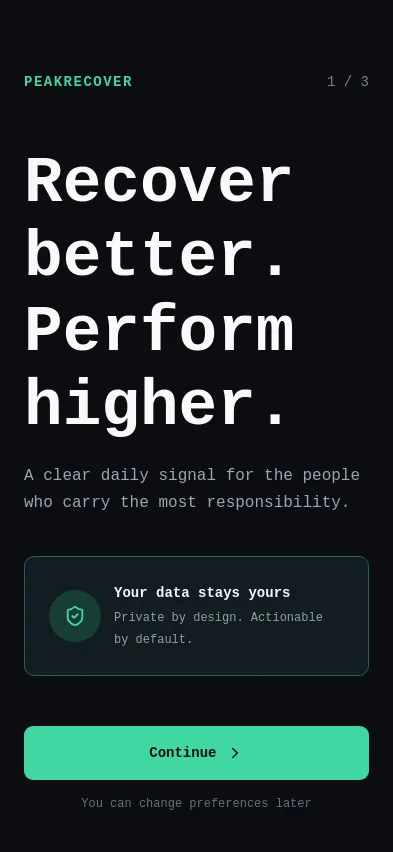PeakRecover App