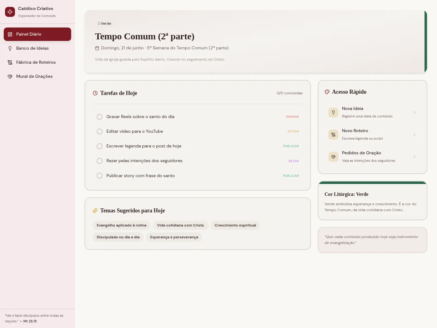 Catholic Creator Organizer