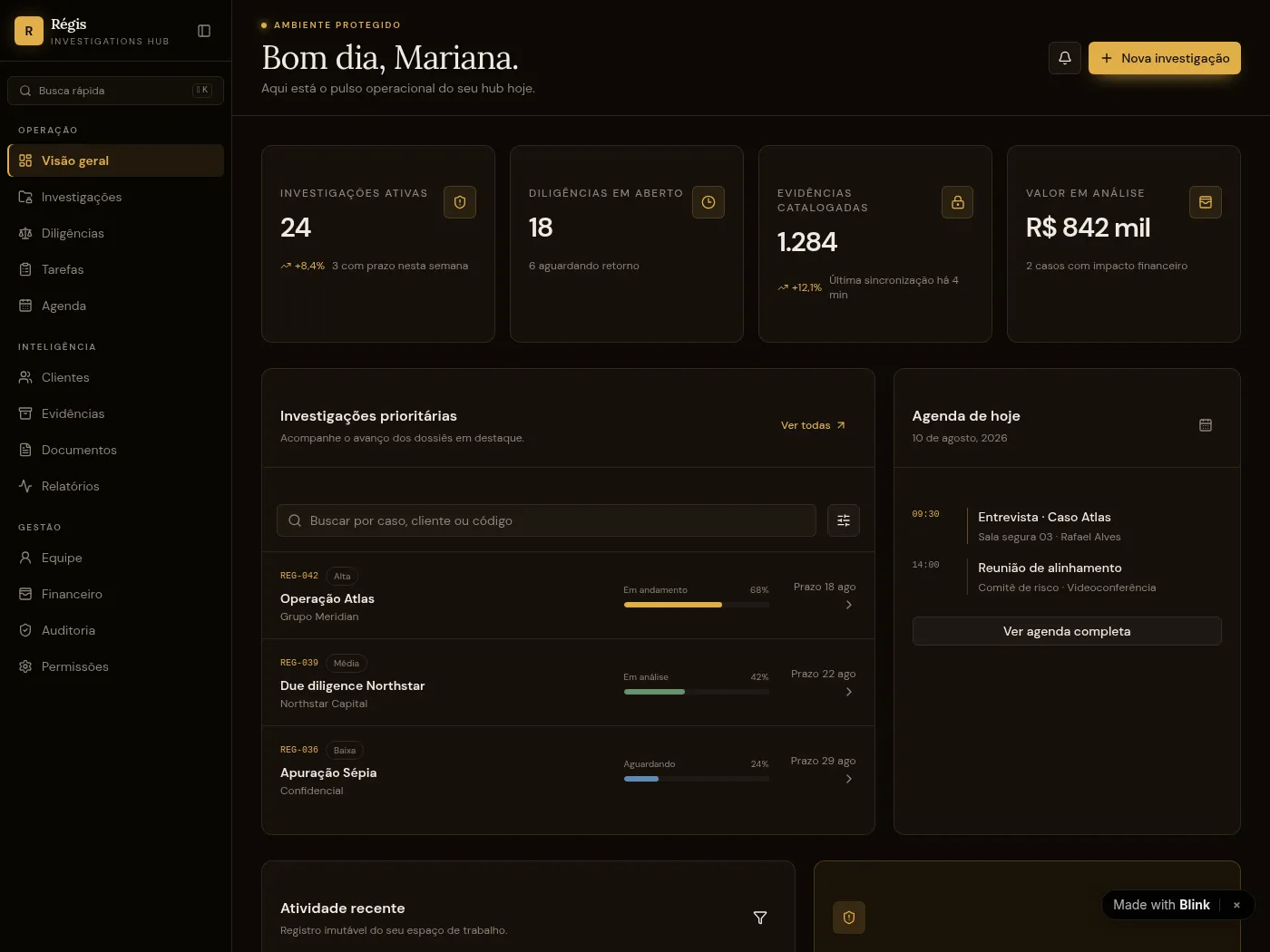 Régis Investigations Hub
