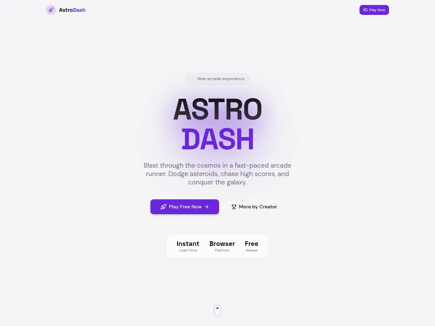 Astro Dash Game Hub