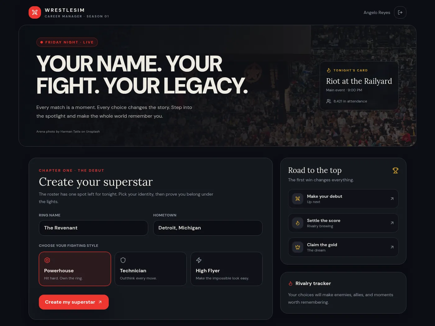 WrestleSim Career Manager