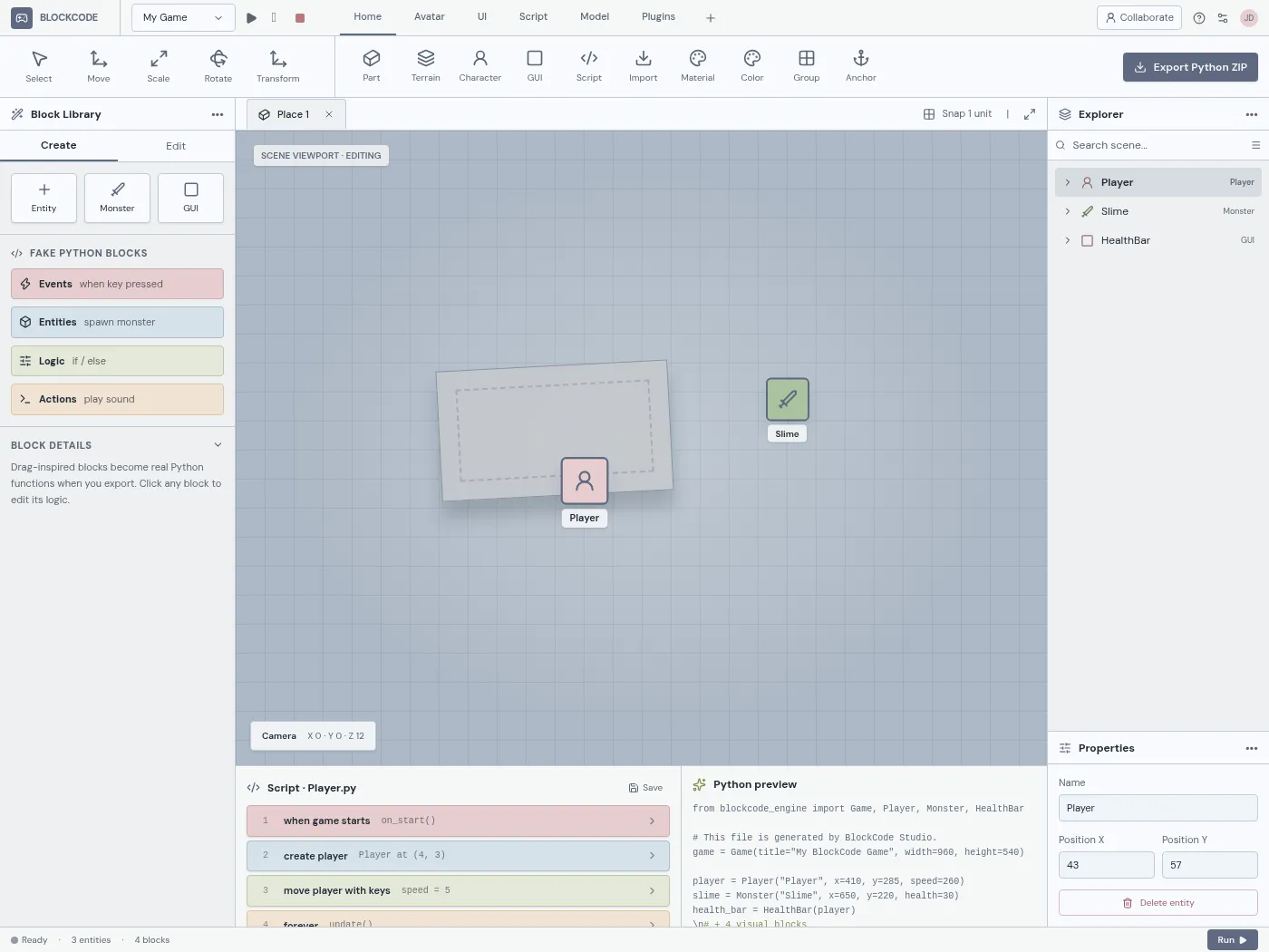 BlockCode Game Engine