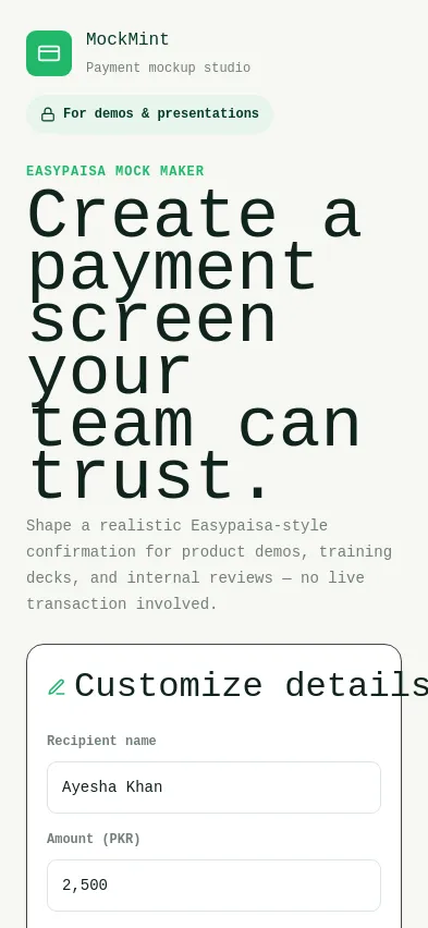 Easypaisa Mock Screenshot Maker