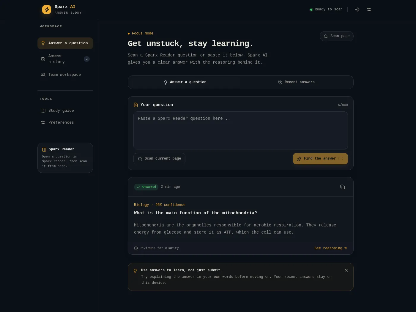 Sparx AI Answer Buddy