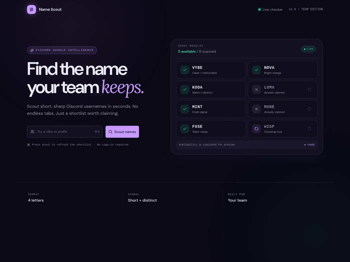 Discord Name Scout