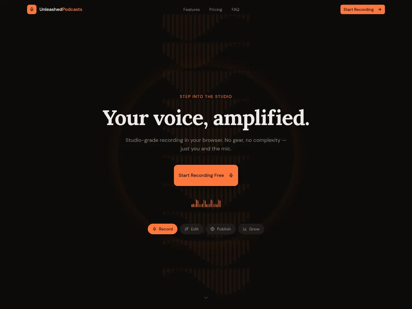 UnleashedPodcasts Landing Page