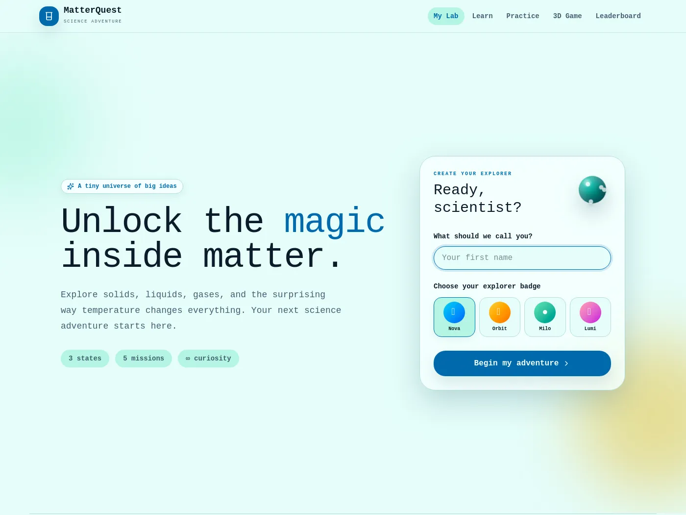 MatterQuest Science Portal