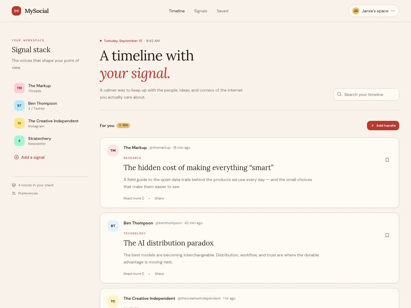 MySocial Timeline Curator