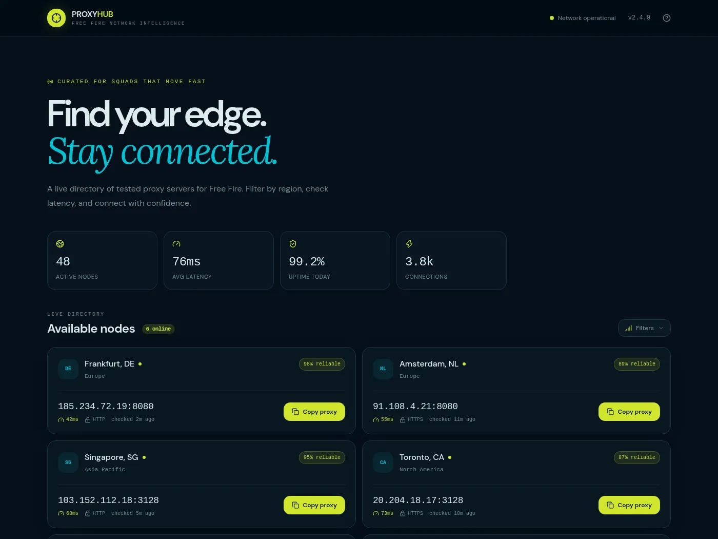Free Fire Proxy Hub