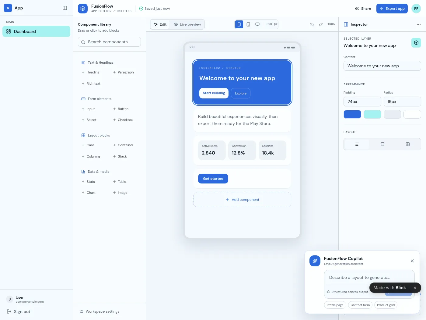 FusionFlow App Builder