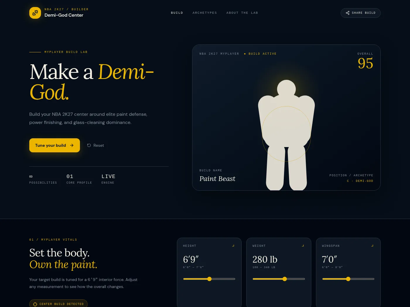 Demi-God Stat Builder
