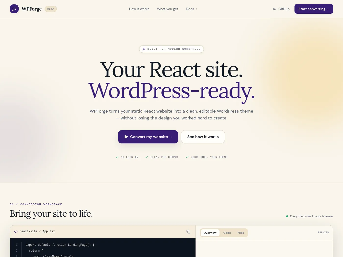 React to WP Template