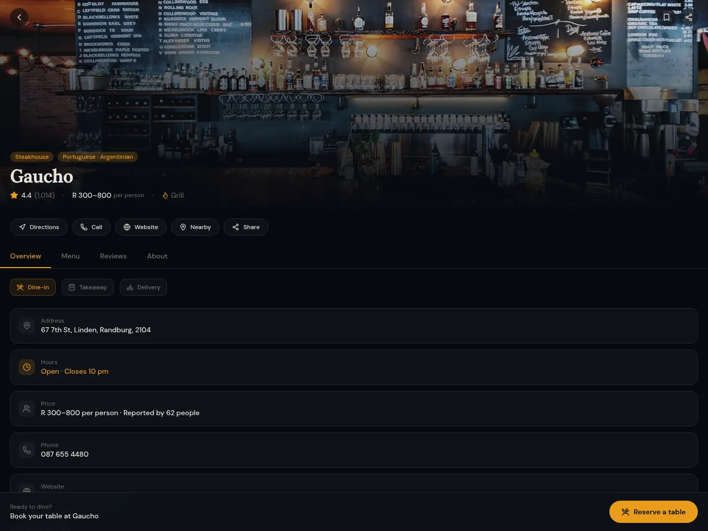 Gaucho Dining Portal