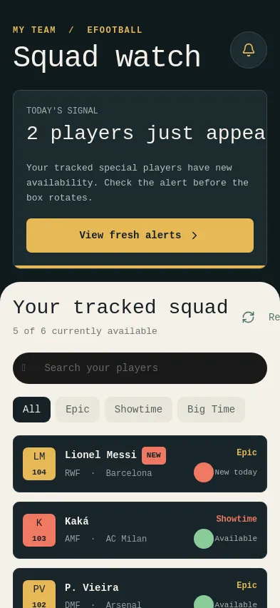 eFootball Squad Tracker