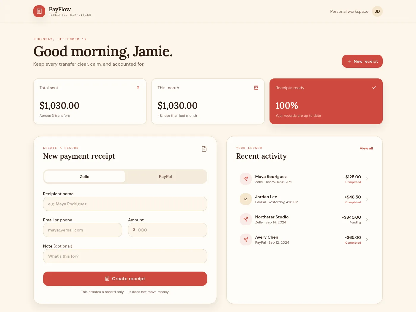 PayFlow Receipts