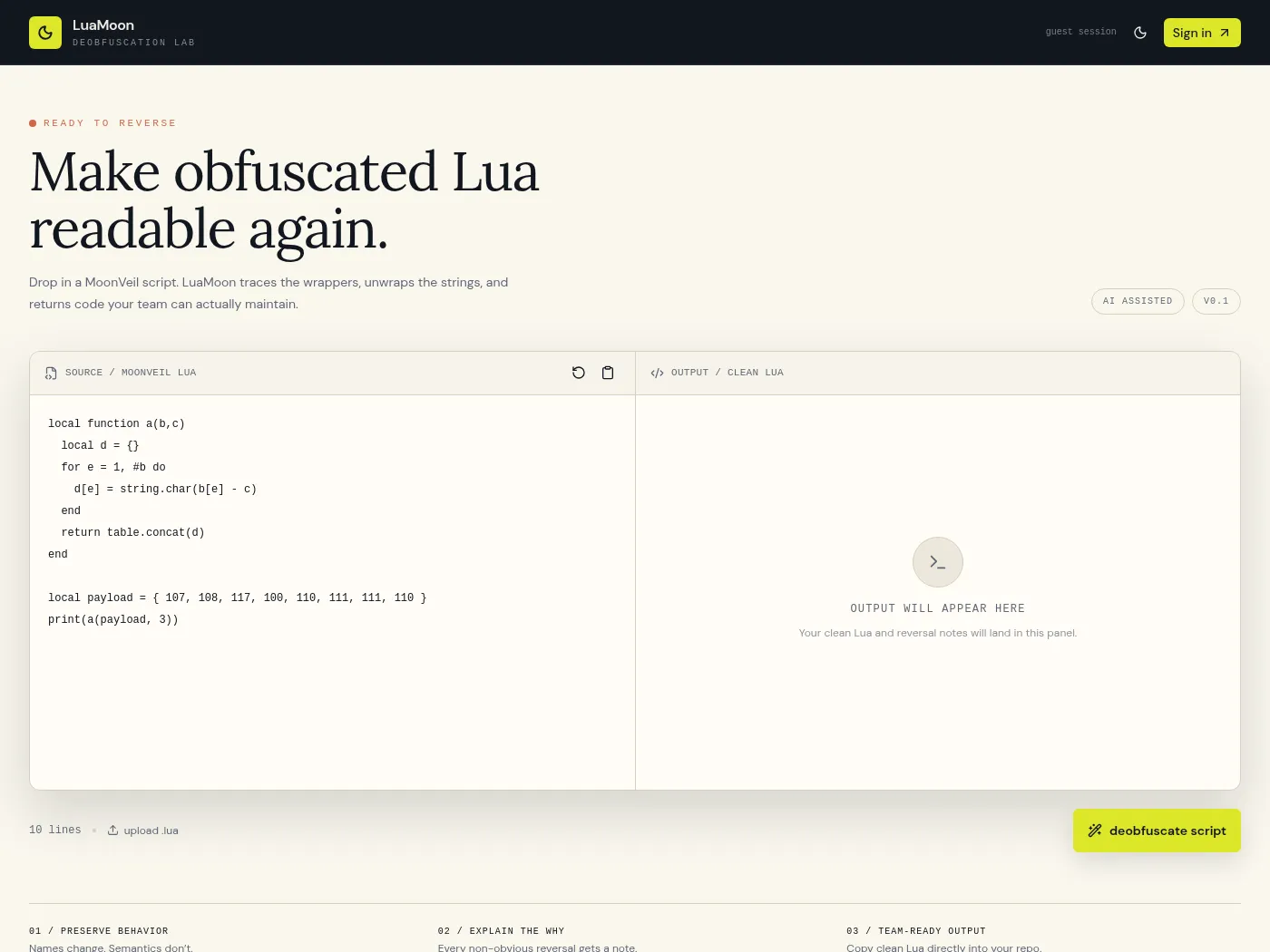 LuaMoon Deobfuscator