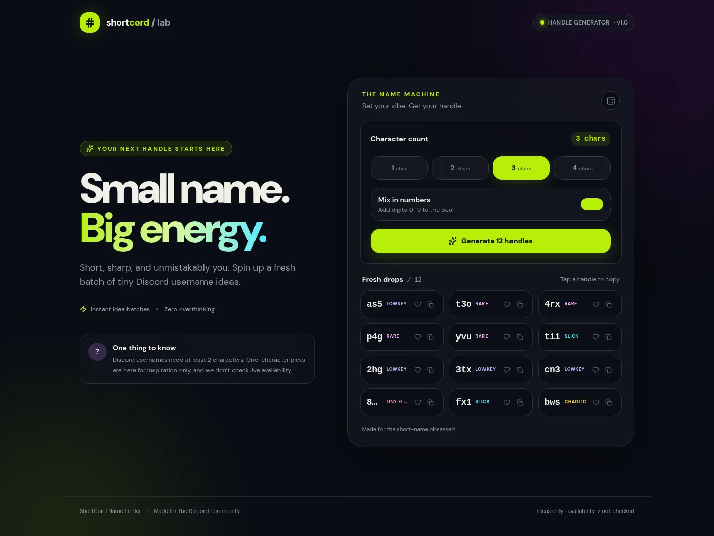 ShortCord Name Finder