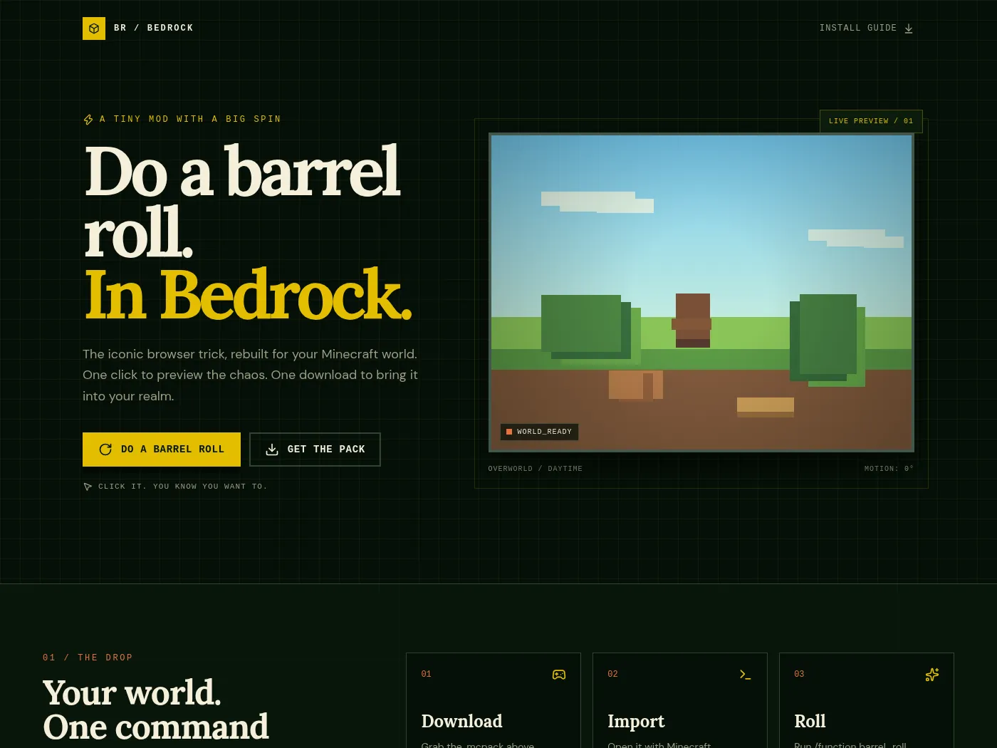 Barrel Roll Mod for Bedrock