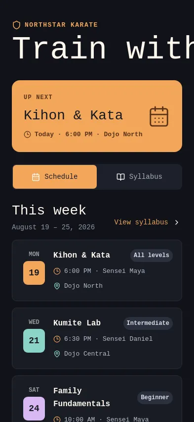 Karate Schedule App