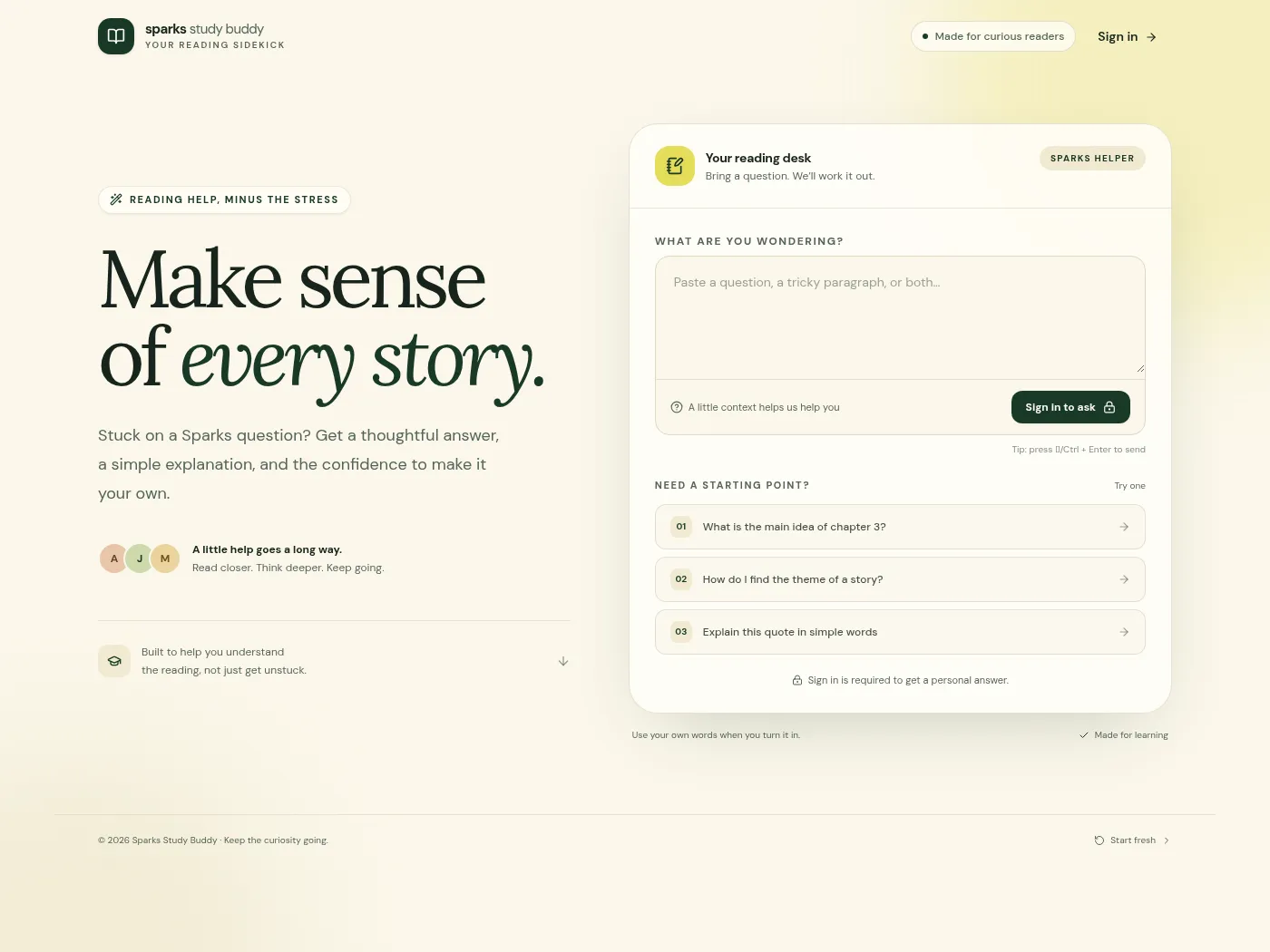 Sparks Reader AI Helper