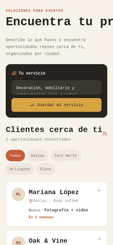 Soluciones para Eventos