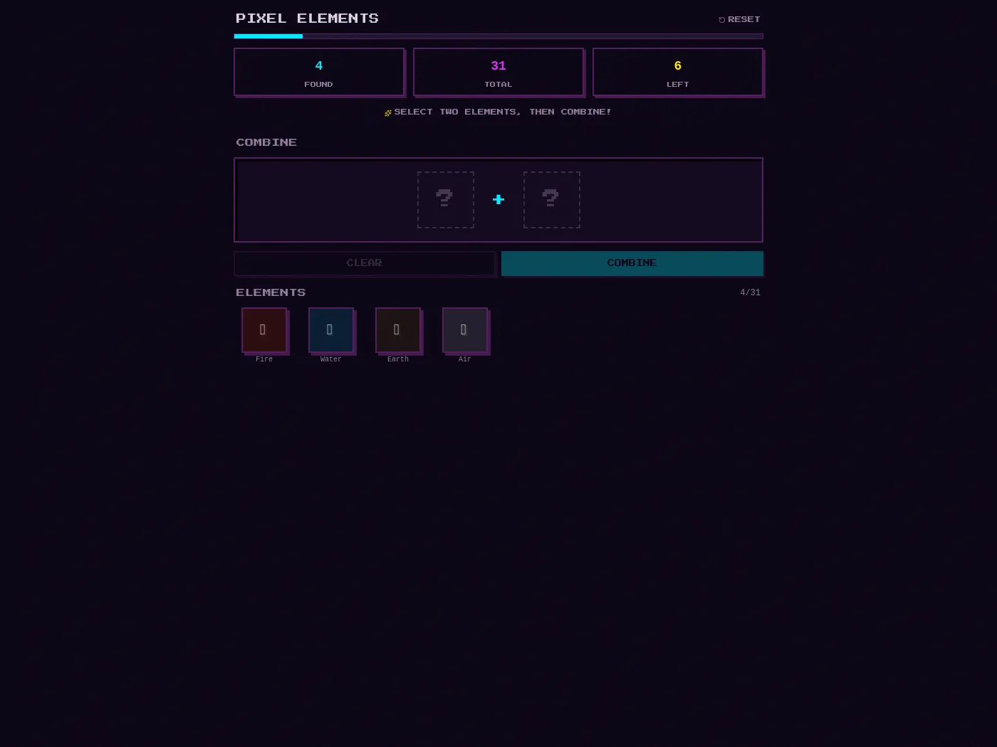 Pixel Elements Game