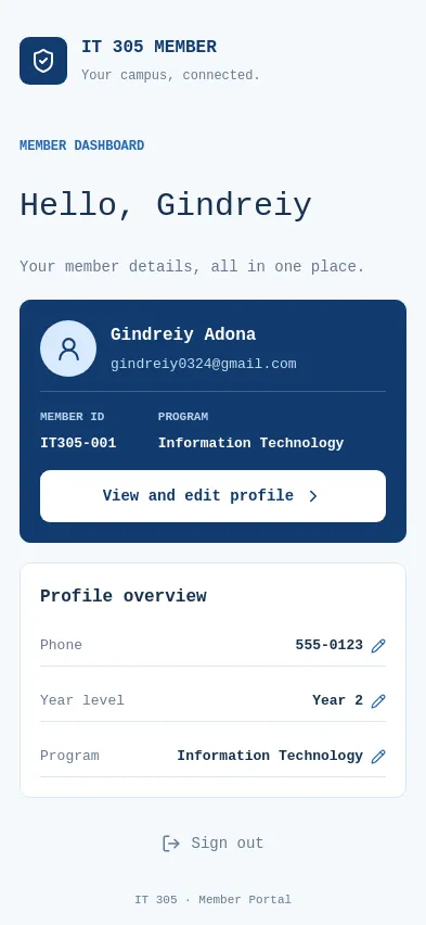 IT305 Member Portal