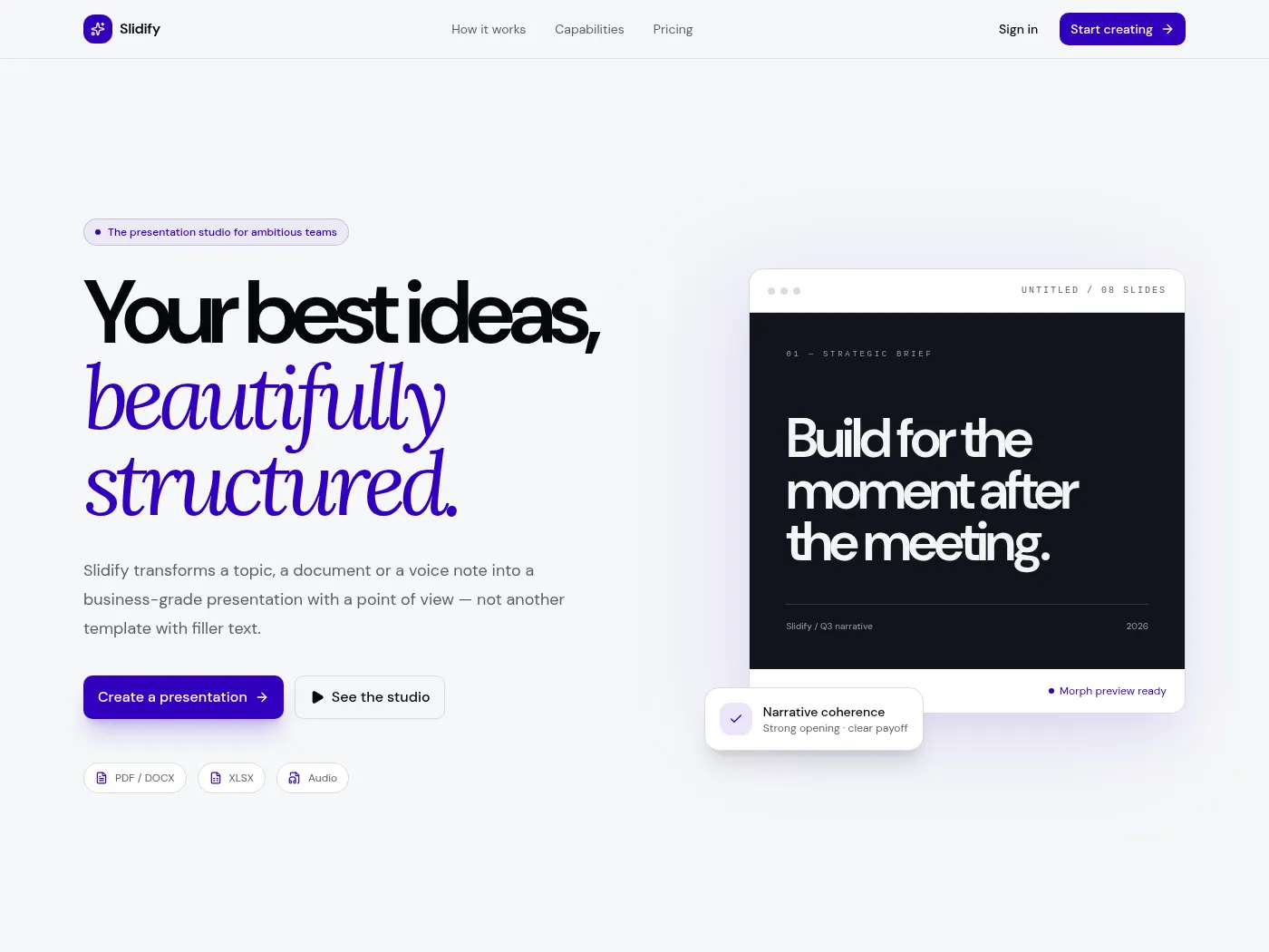 Slidify AI Presentation Studio