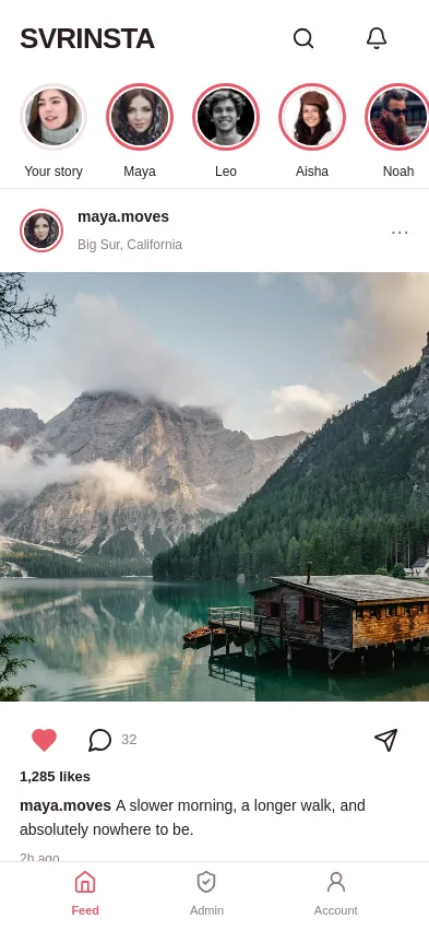 SVRINSTA Social App