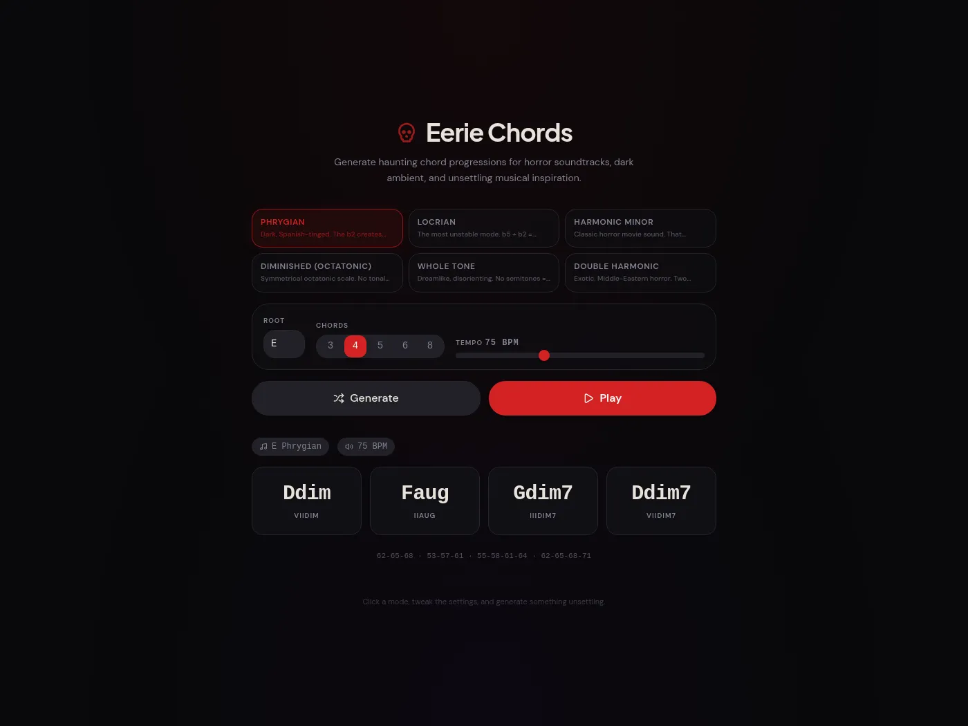 Eerie Chords Generator