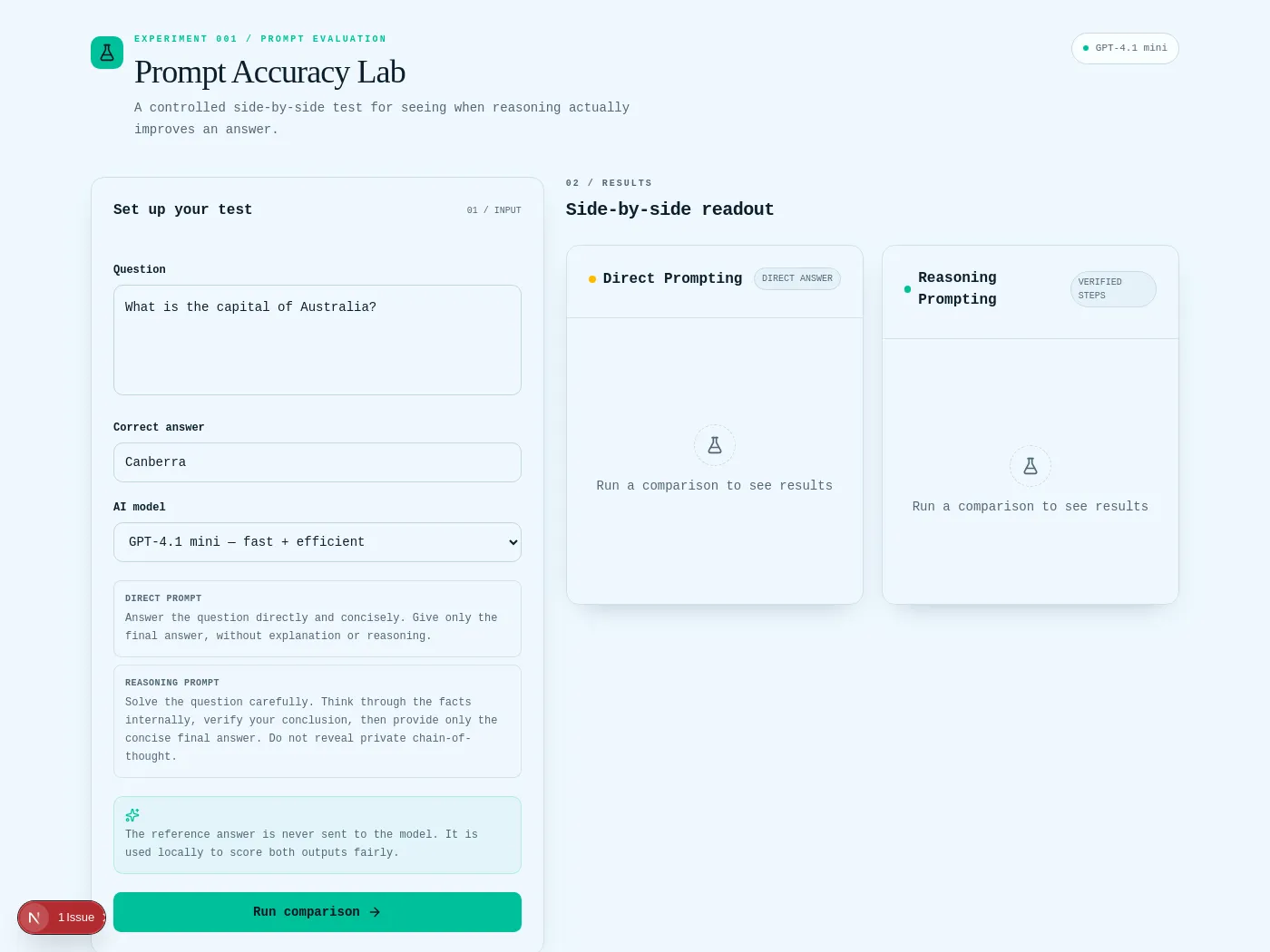 Prompt Accuracy Lab