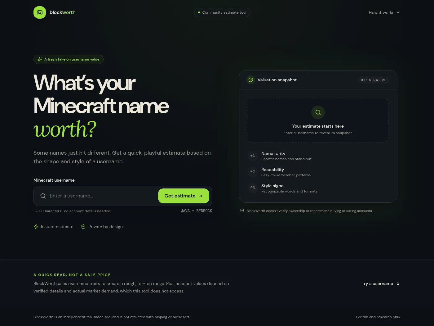 Minecraft Account Valuator