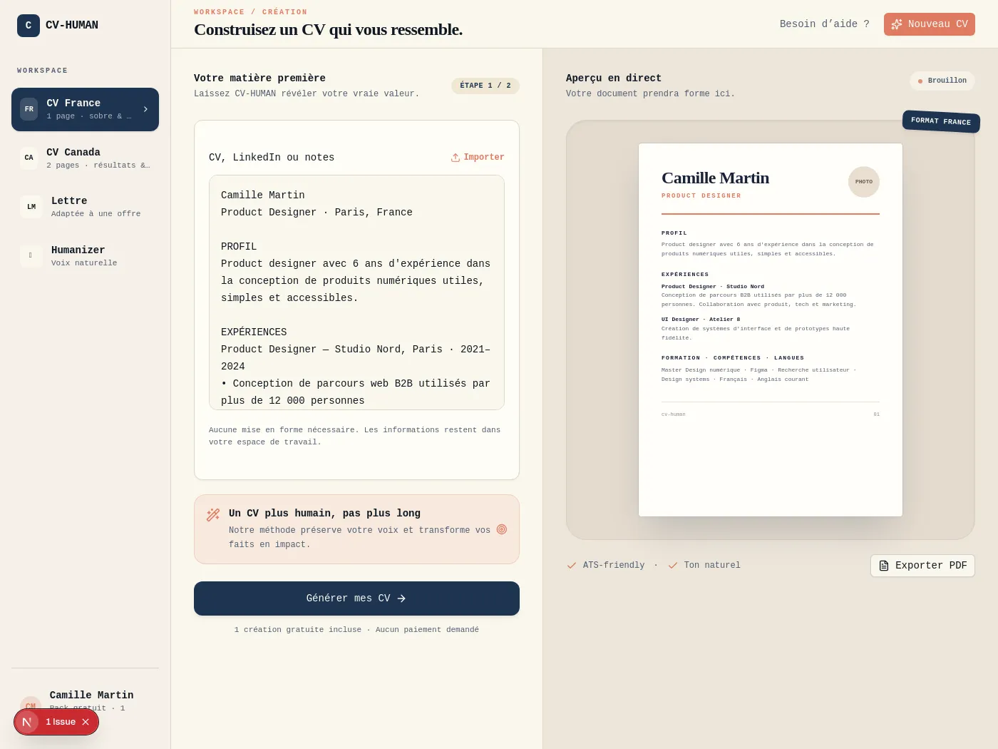 CV-HUMAN AI Resume Builder
