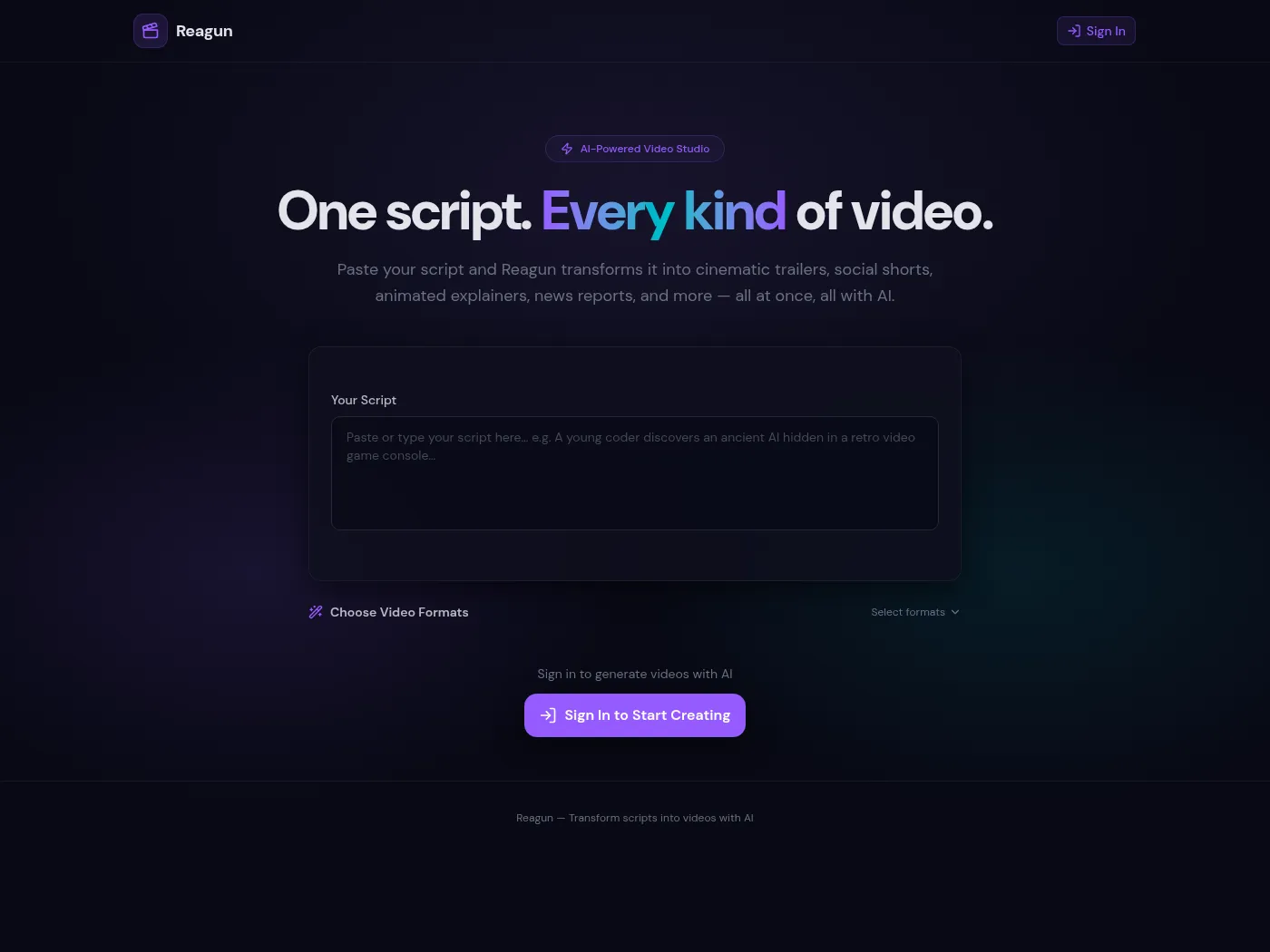 Reagun Video Generator