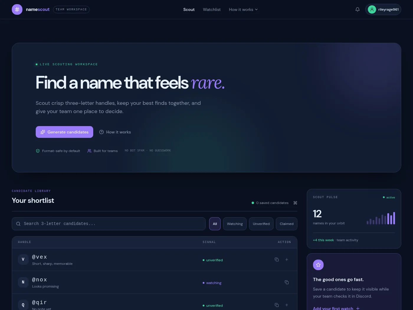Discord Name Scout