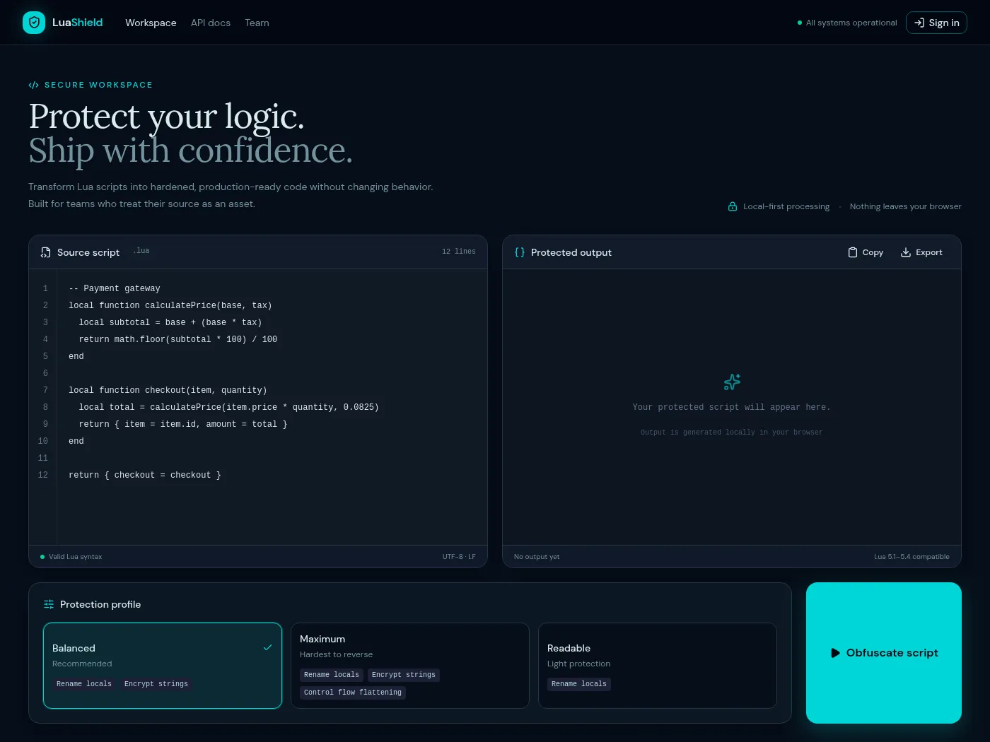 LuaShield Web Obfuscator