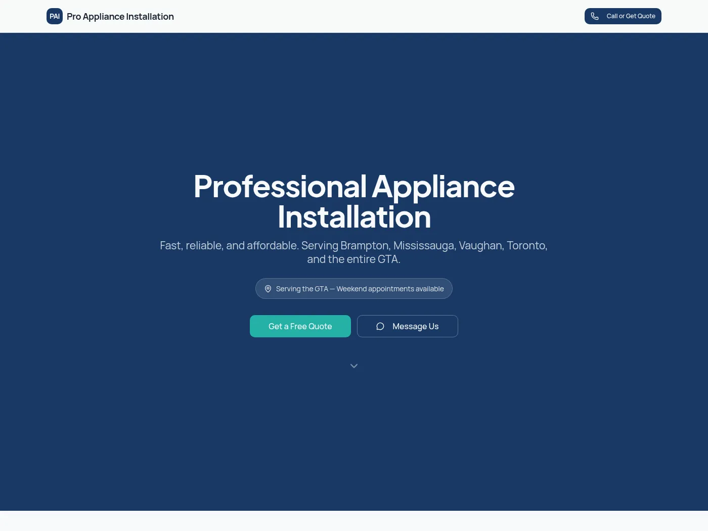 Pro Appliance Installer Site