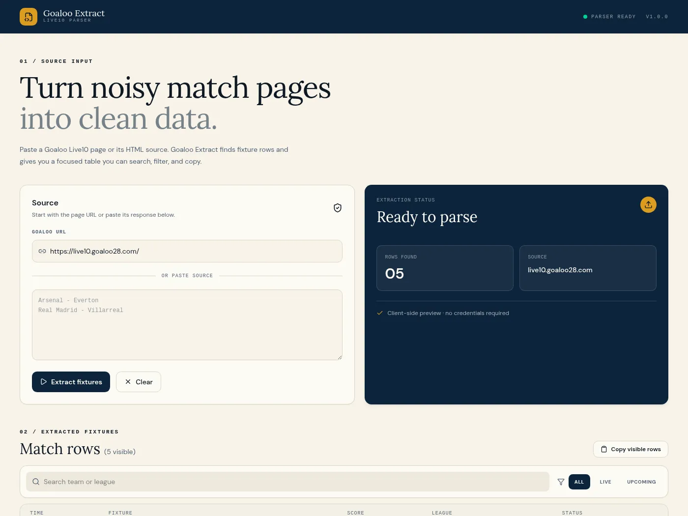 Goaloo Live10 Parser