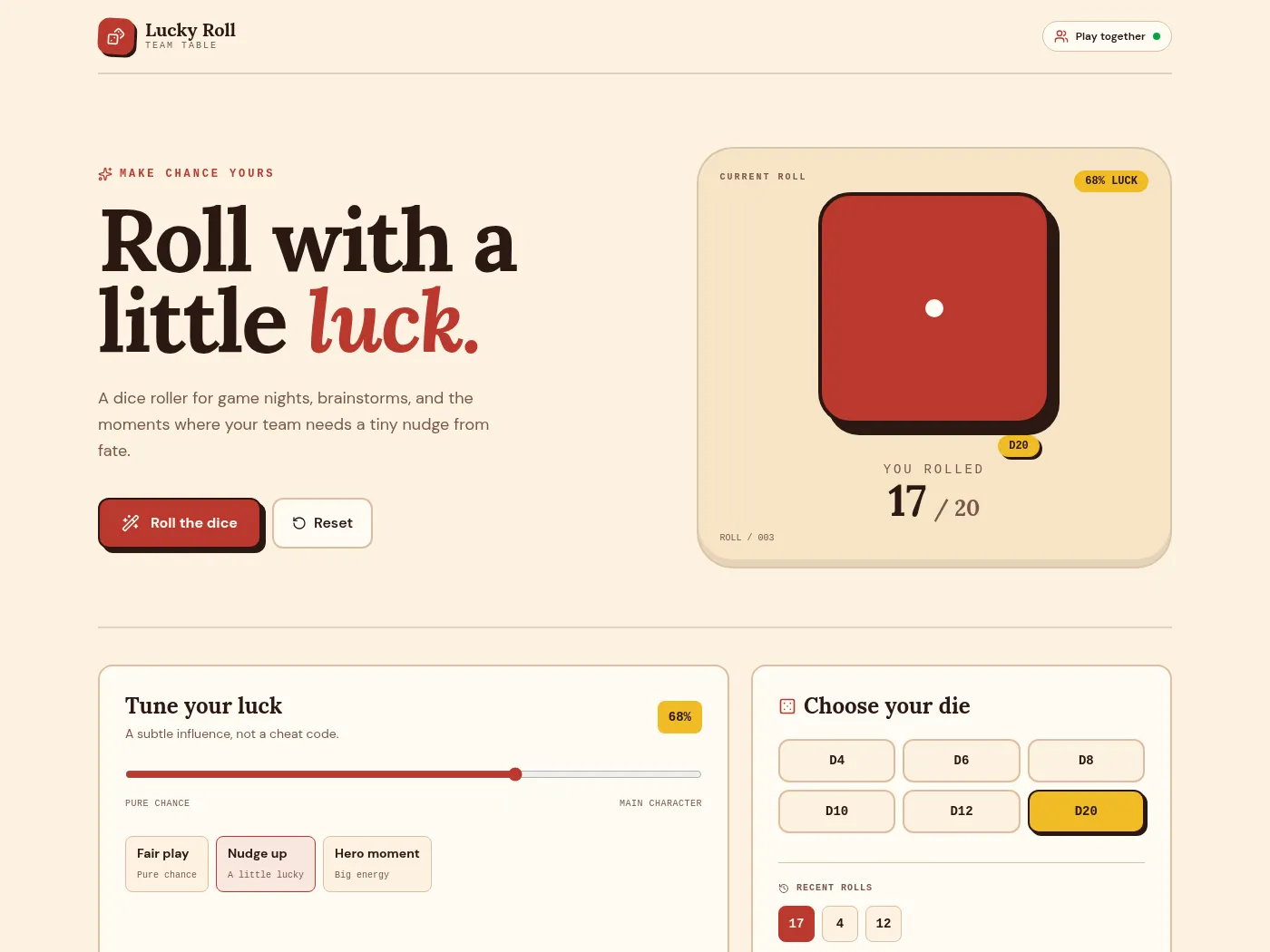 Lucky Roll Dice