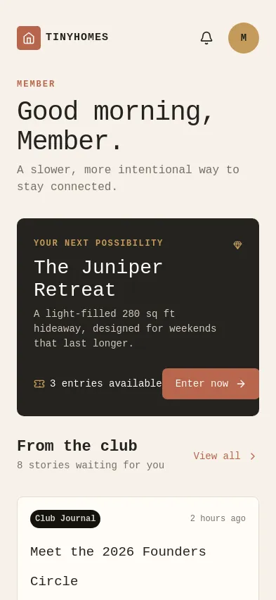 TinyHomes Club App