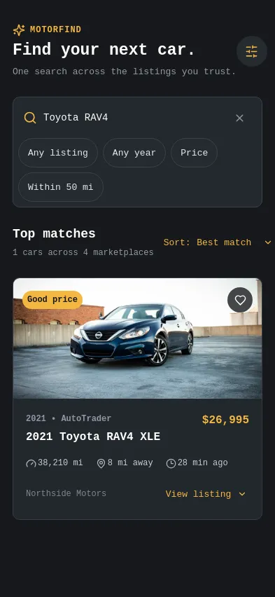 Used Car Finder App