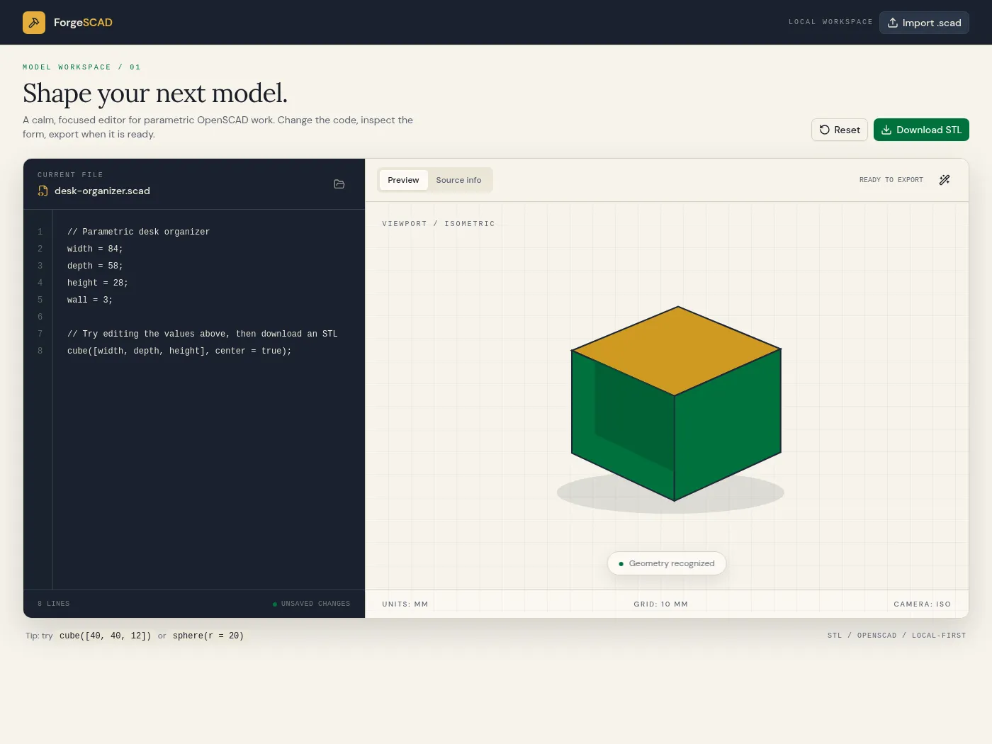Scad Model Editor